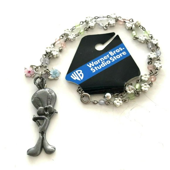 Warner Bros. | Jewelry | Vintage Tweety Bird Pendant Necklace 8 Flower ...